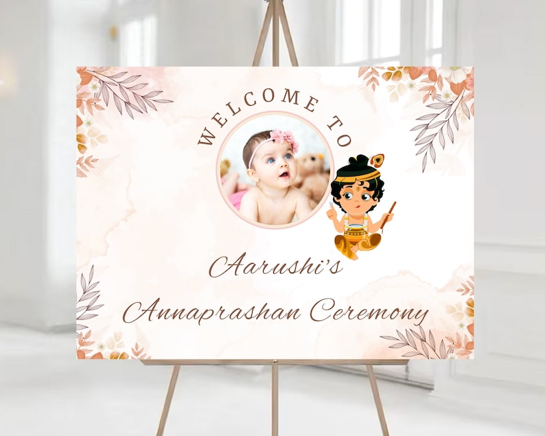 Editable Annaprashan Ceremony Welcome Sign First Rice Feeding Ceremony Sign Annaprashana ...