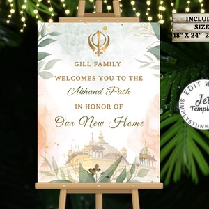 Sri Akhand Path Welcome Sign for New Home | Sikh Housewarming Welcome ...