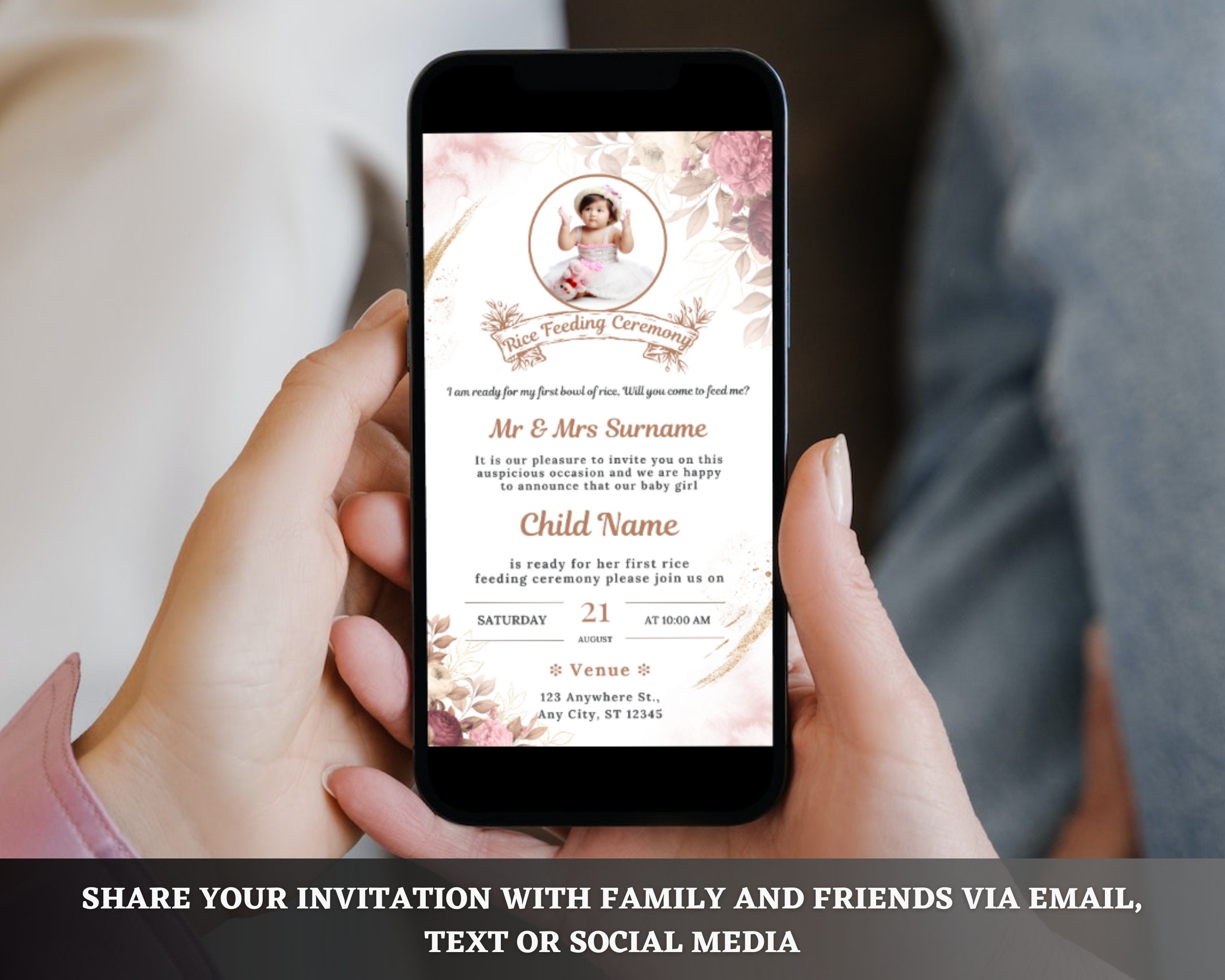 Rice Feeding Invitation Card Girl Annaprasan Ceremony Invite Pasni ...