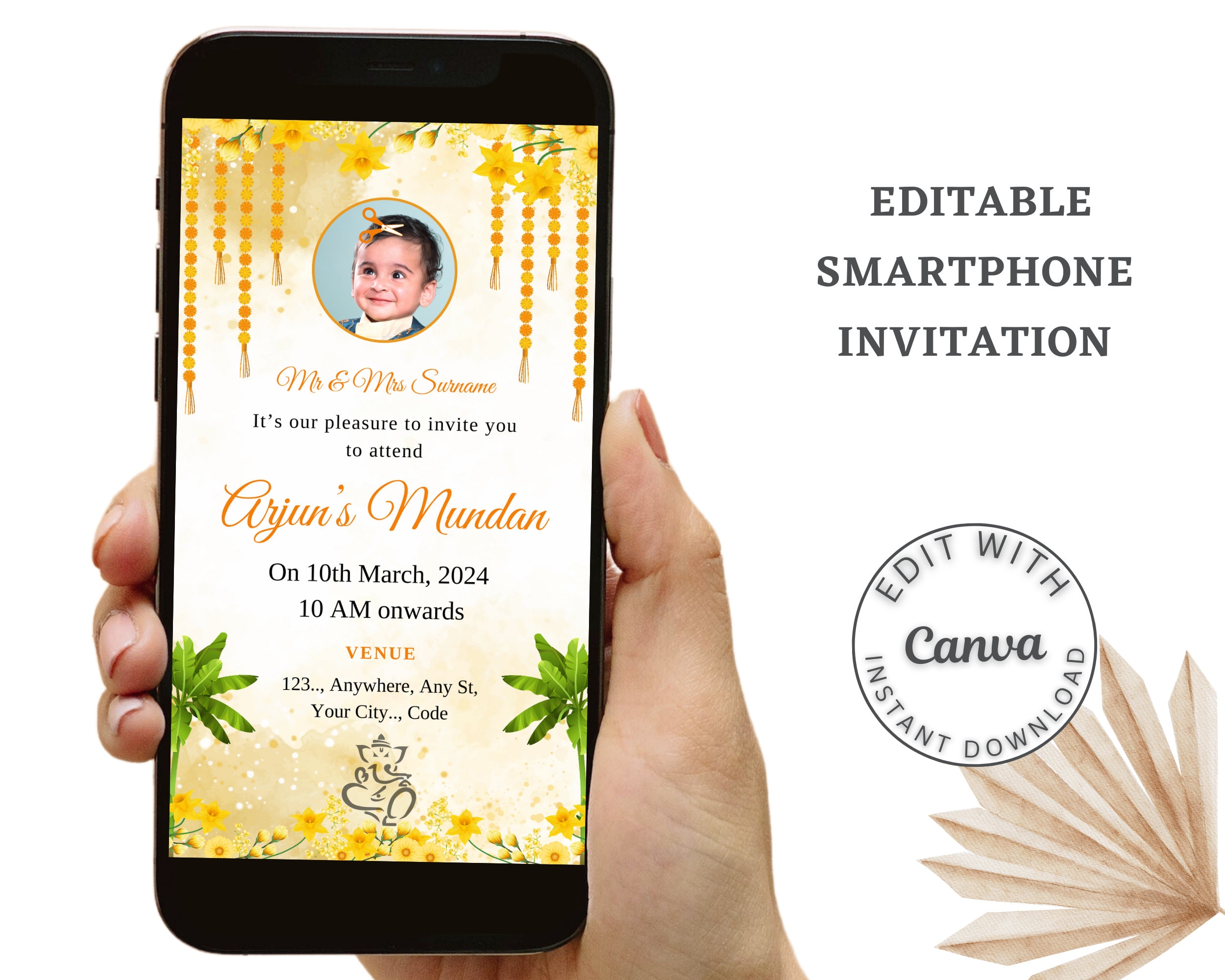 Indian Mundan Photo Invitation Template | | Chola Ceremony Invite ...