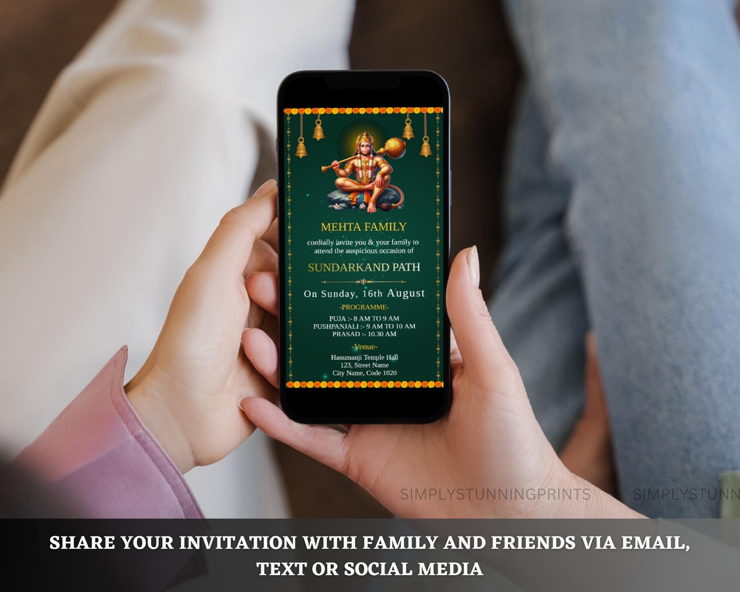 Sundarkand Path Invitation: Sri Hanumanji Puja Invite (digital Download ...