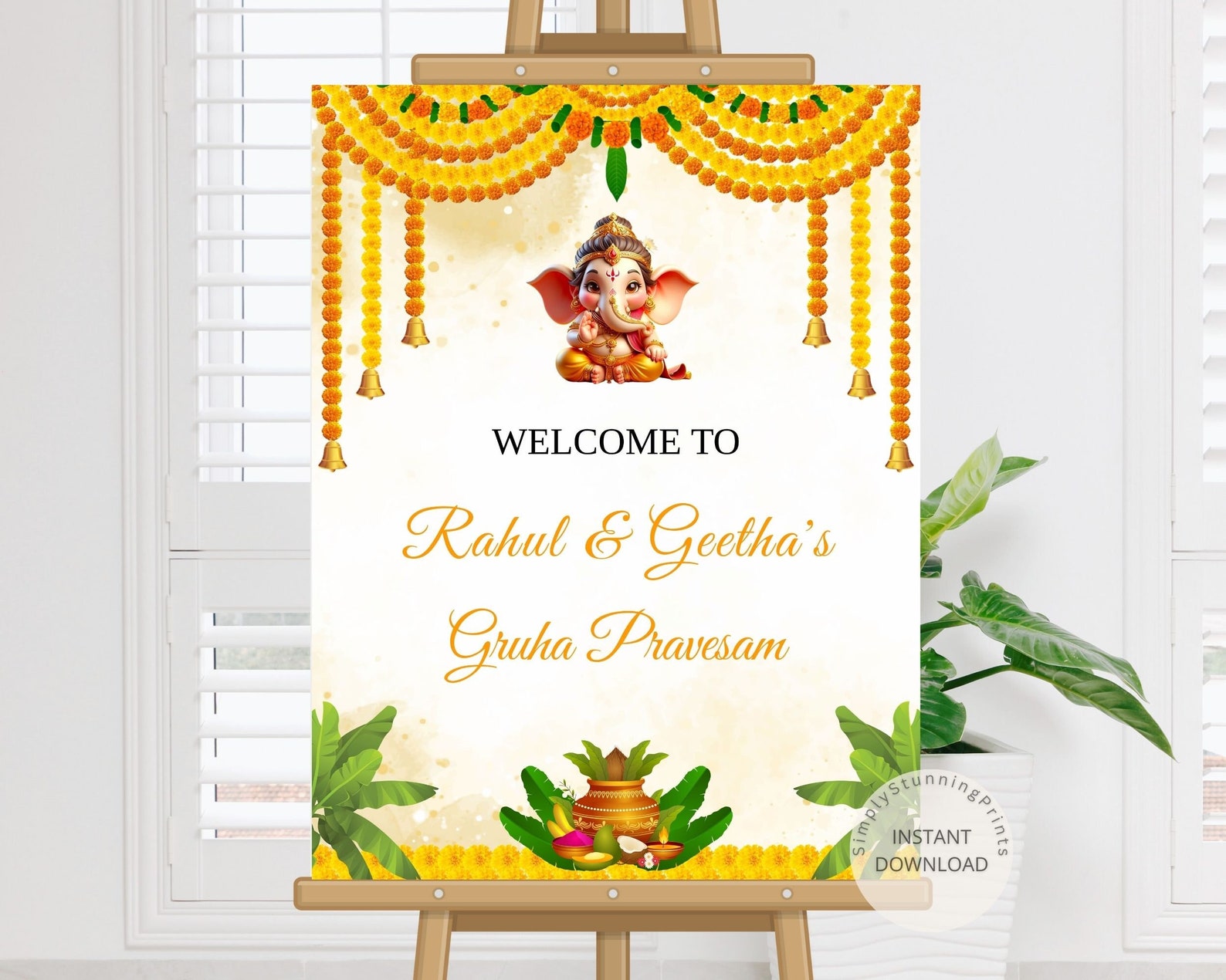 Indian Graha Pravesh Welcome Sign as Griha Pravesham Traditional ...