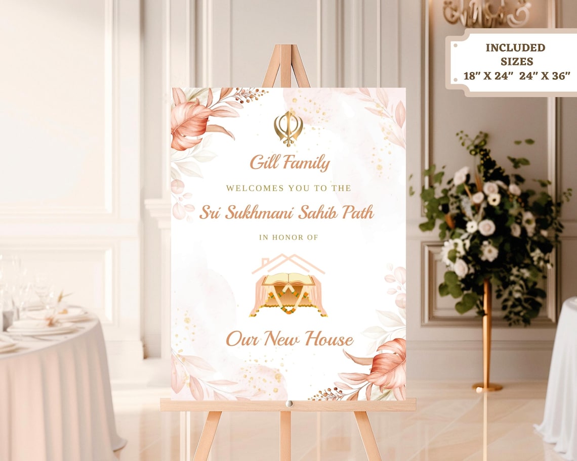 Elegant Sikh Housewarming Welcome Sign: Sukhmani Sahib Path Decor ...