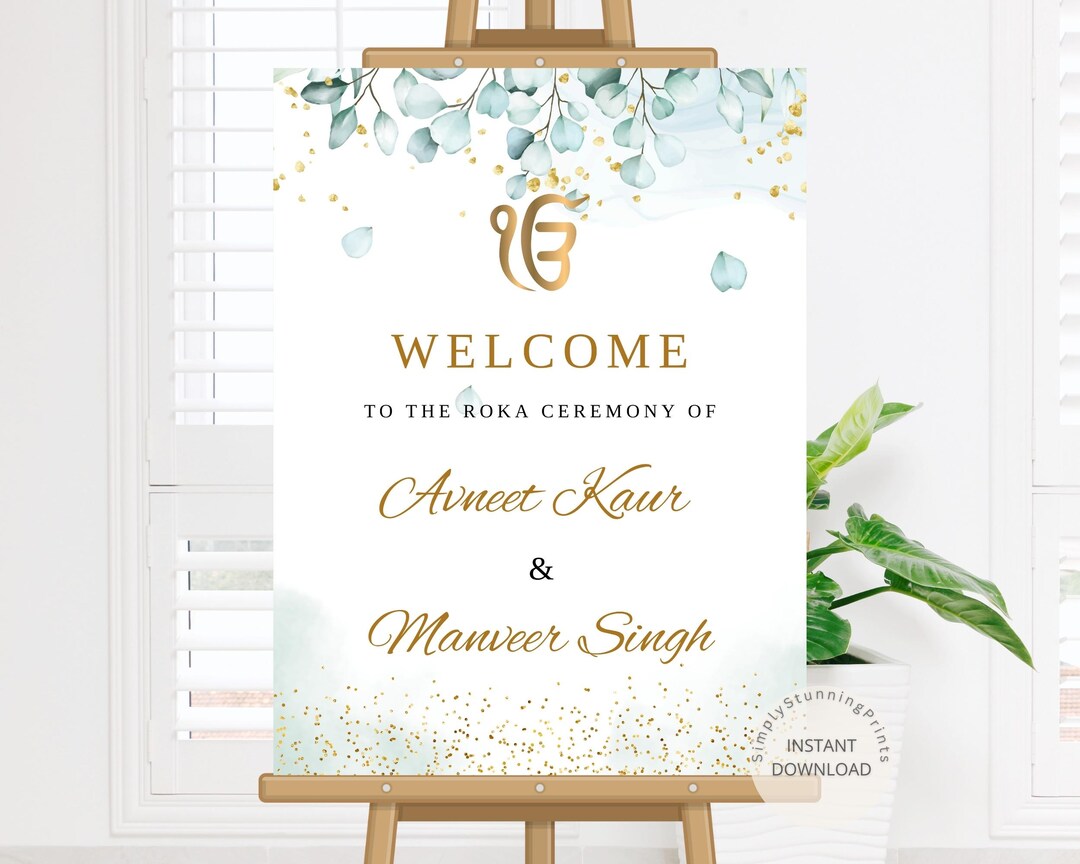 Roka Ceremony Welcome Sign | Sikh Engagement Welcome Sign | Ring ...