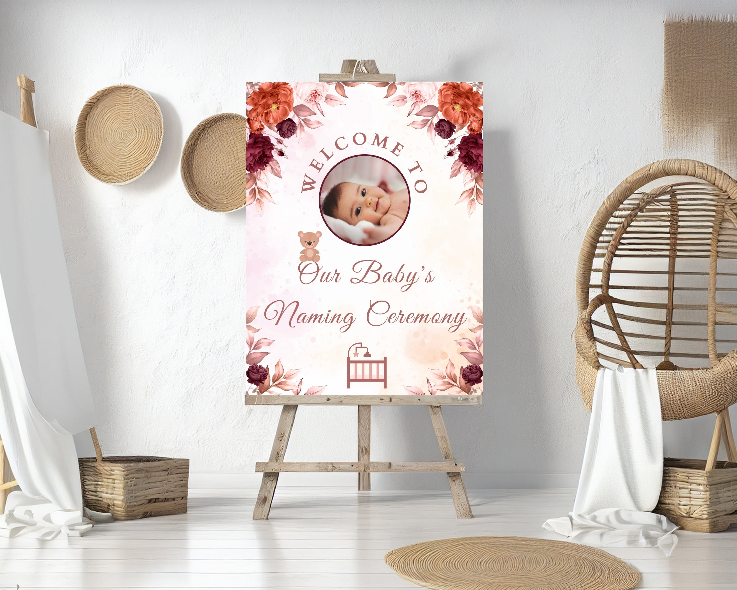 Naming Ceremony Photo Welcome Sign Baby Naming Day Sign Cradle Welcome ...