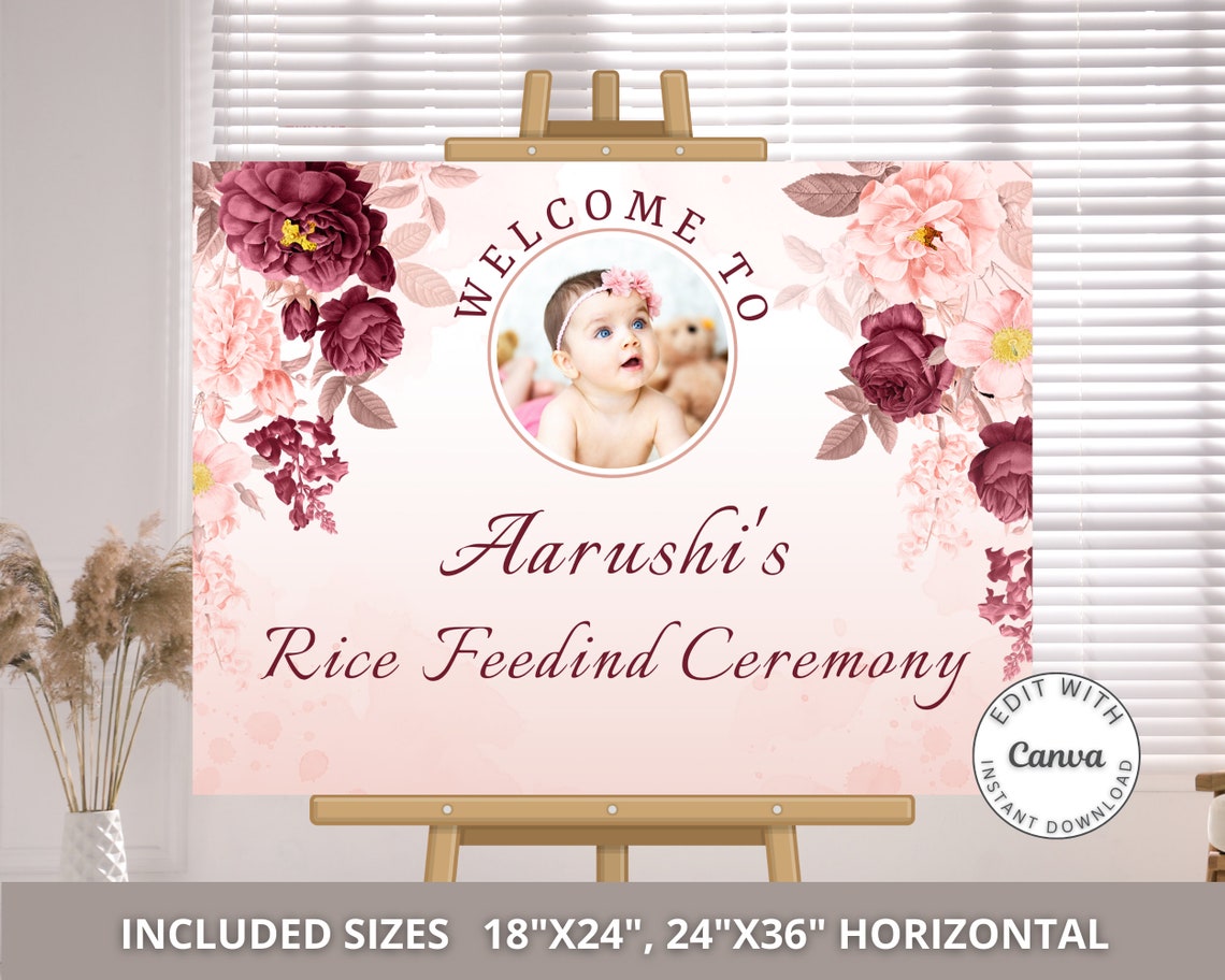 Rice Feeding Ceremony Welcome Sign Pasni Welcome Sign Baby Pasni ...