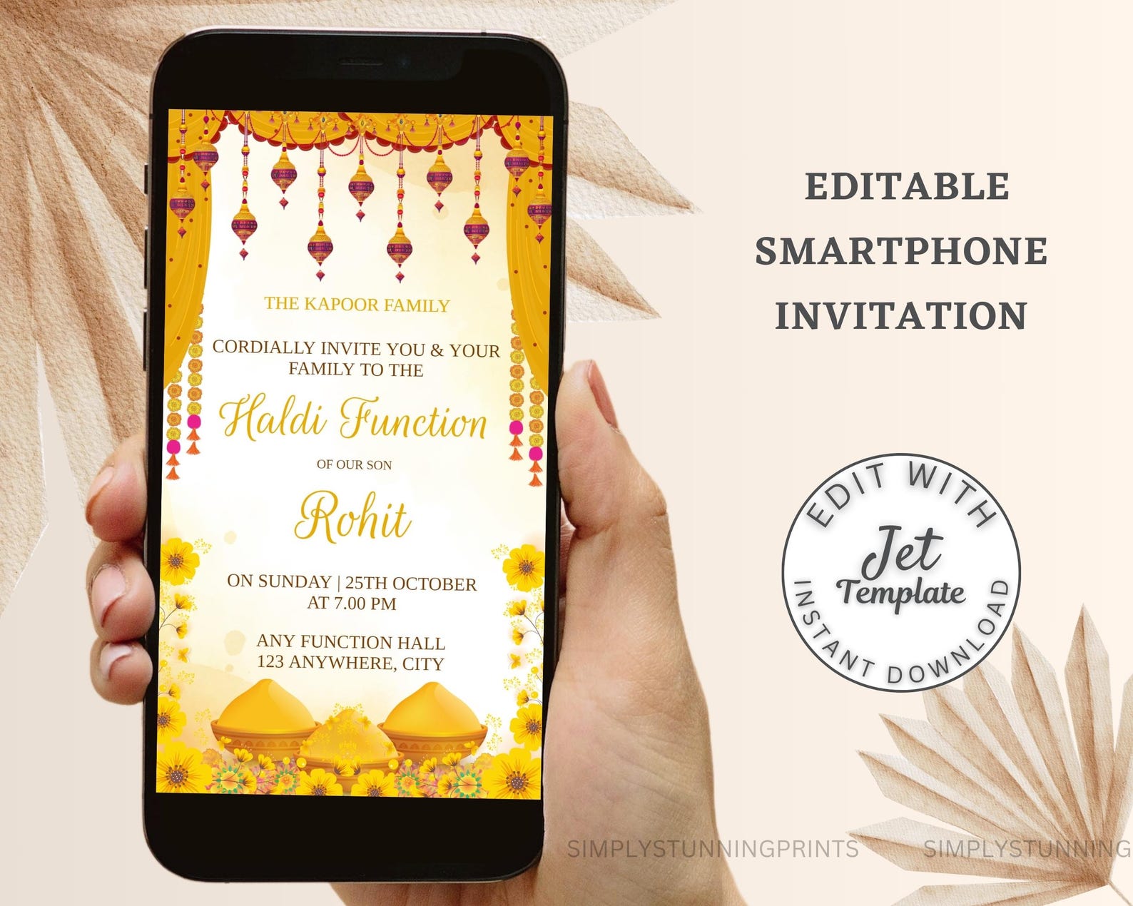 Indian Haldi Invitation Template | Pithi Invitation as Maiyan Invite ...