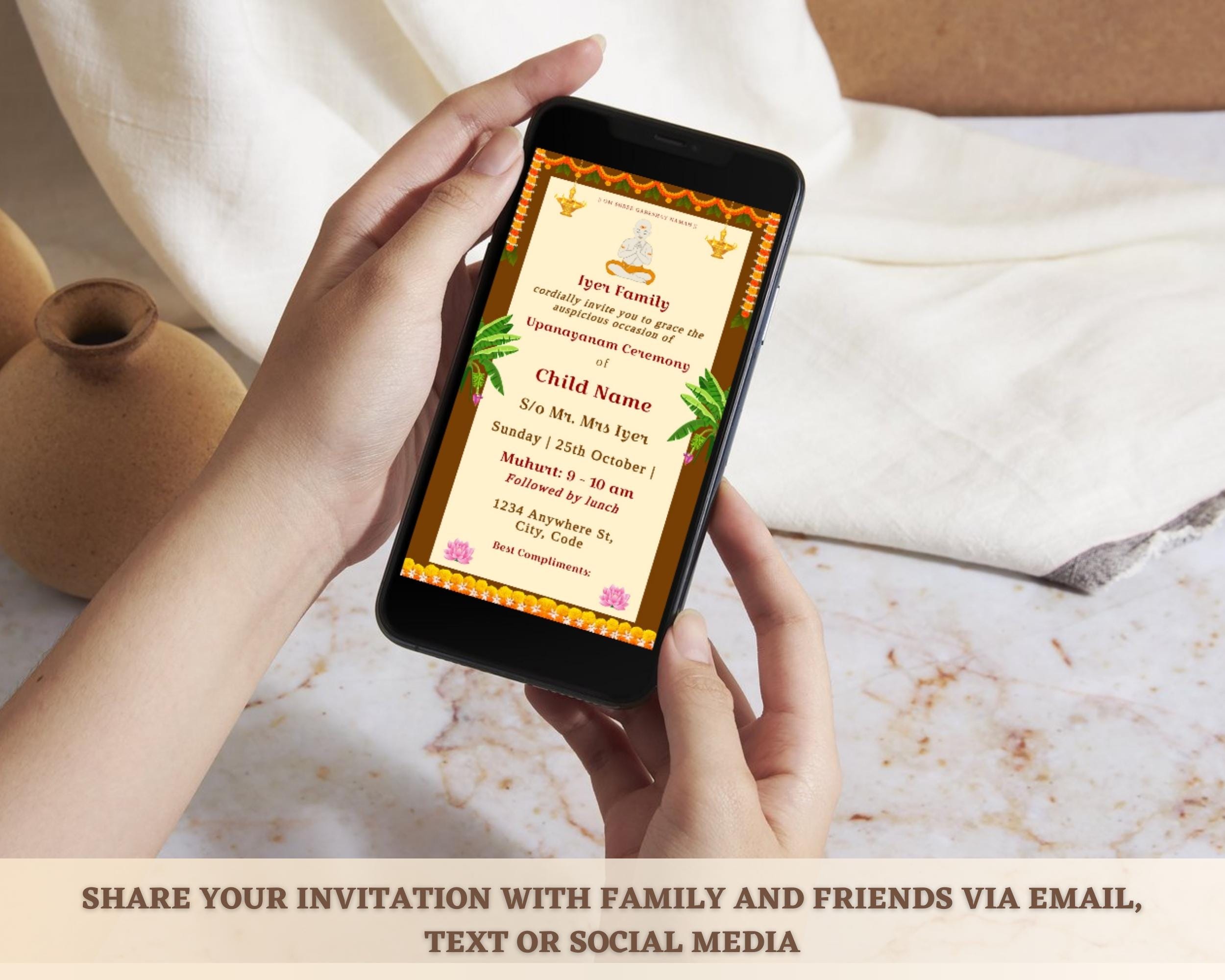 Upanayanam Ceremony Invitation as Thread Ceremony Janoi Ceremony Invite ...