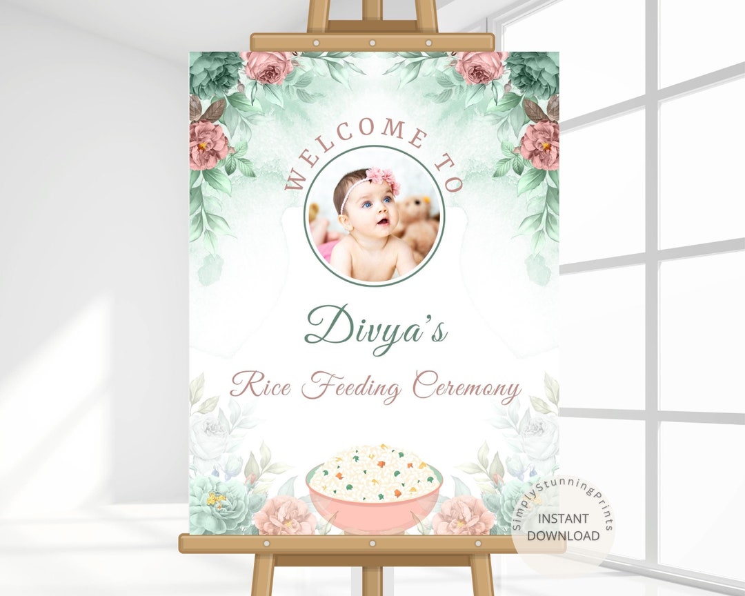 Rice Feeding Ceremony Welcome Sign | Rice Weaning Welcome Sign | Rice ...