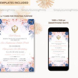 Floral Sri Sukhmani Sahib Path Invitation: Sikh Birthday Card (digital ...