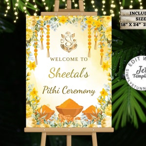 Haldi Welcome Sign: Indian Pithi Ceremony Decor (digital Download) - Etsy