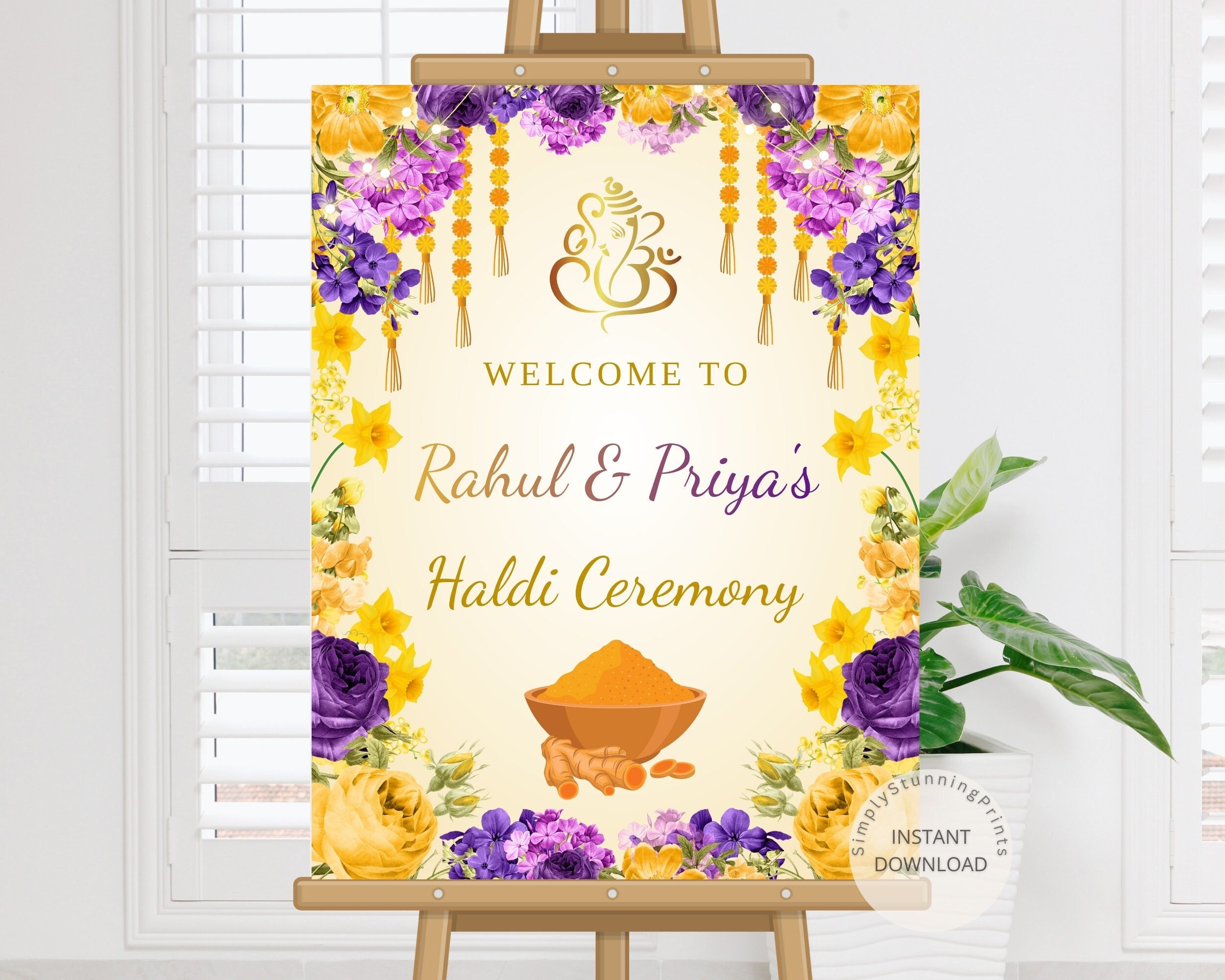 Haldi Ceremony Welcome Sign as Pithi Sign Indian Haldi Decor Wedding ...