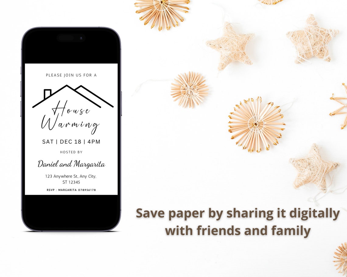 Editable House Warming Invitation Housewarming Party Invite Minimalist ...