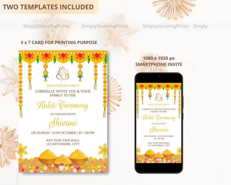 Indian Haldi Invitation Card Pithi Ceremony Invitation Maiyan ...