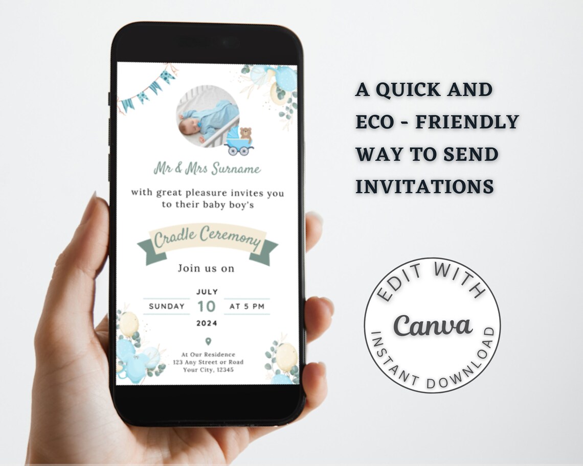 Cradle Ceremony Invitation Card for Baby Boy Naming Ceremony Invite ...