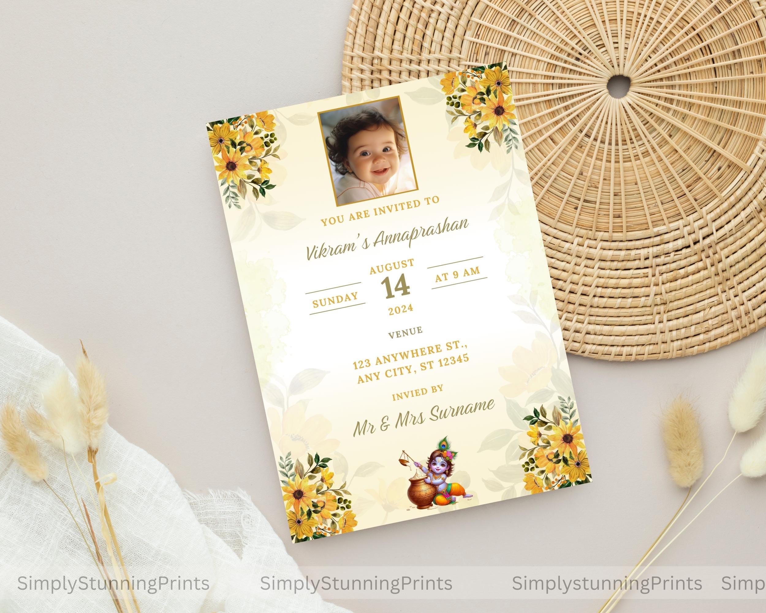 Editable Annaprashan Invitation Card Weaning Ceremony Invite Mukhe ...