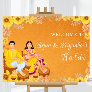 Haldi Ceremony Welcome Sign as Pithi Sign Wedding Haldi Decor Maiyan ...