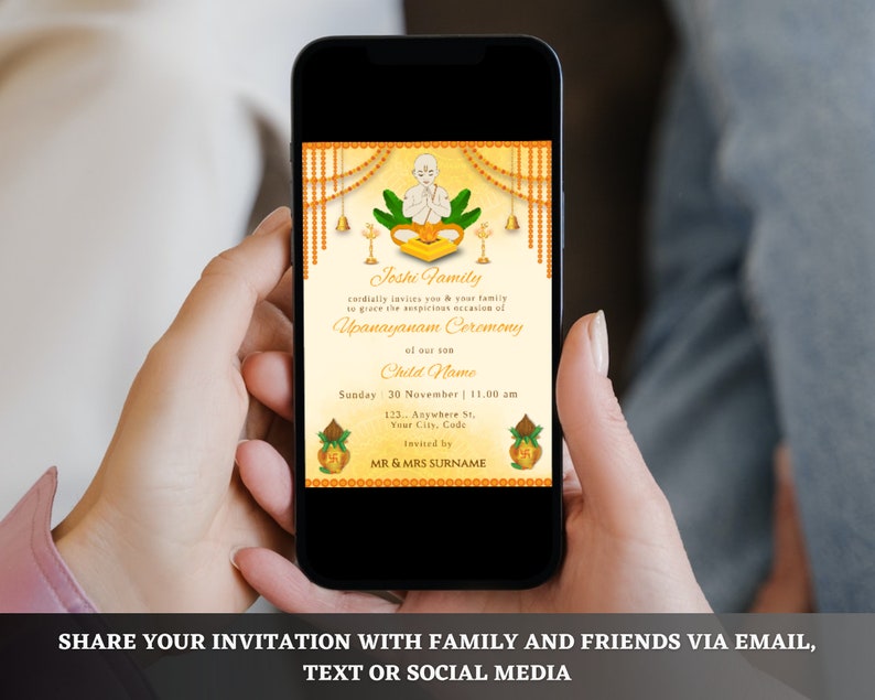 Upanayanam Ceremony Invitation as Thread Ceremony Janoi Ceremony Invite ...