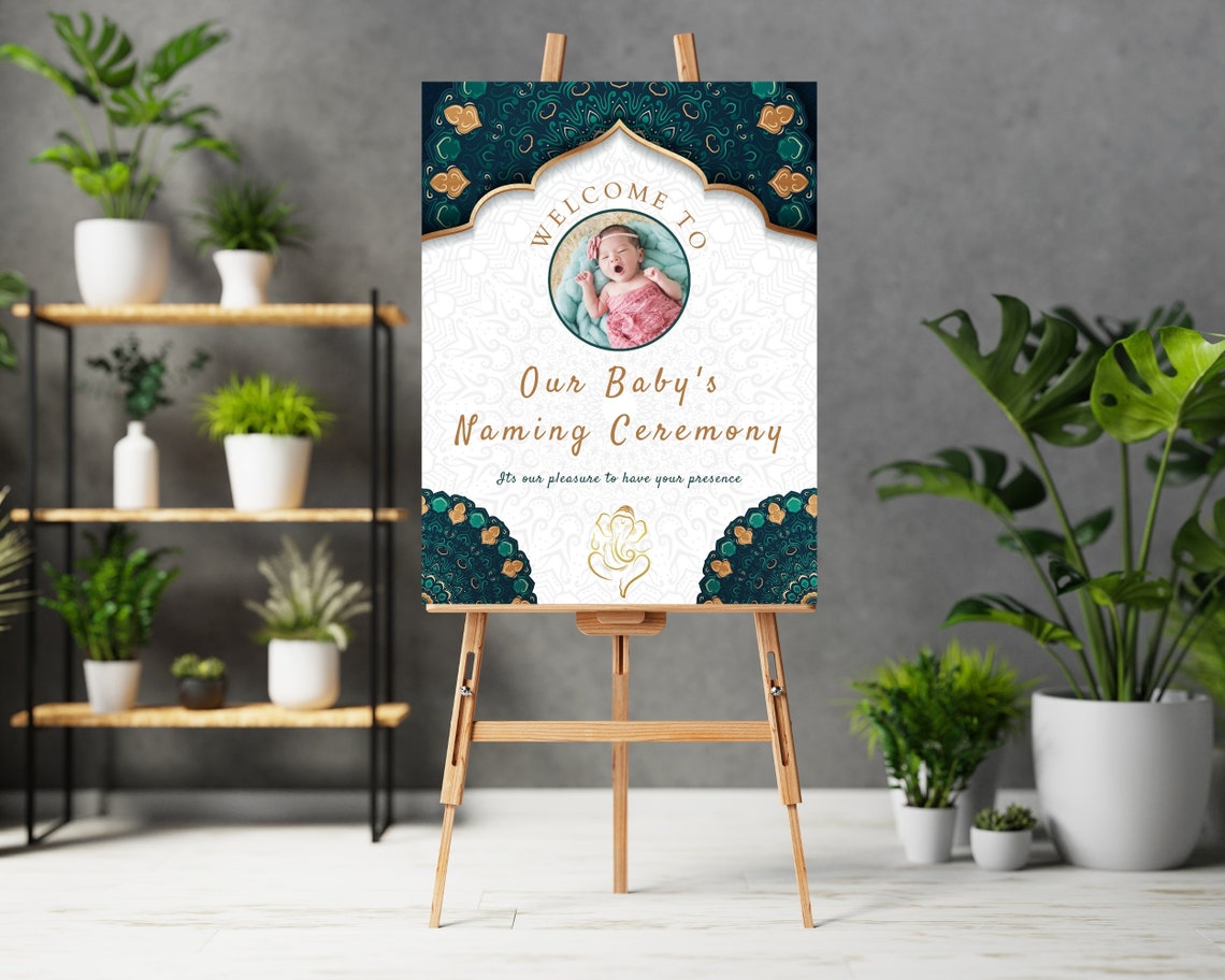 Naming Ceremony Photo Welcome Sign Baby Naming Day Sign Cradle Welcome ...