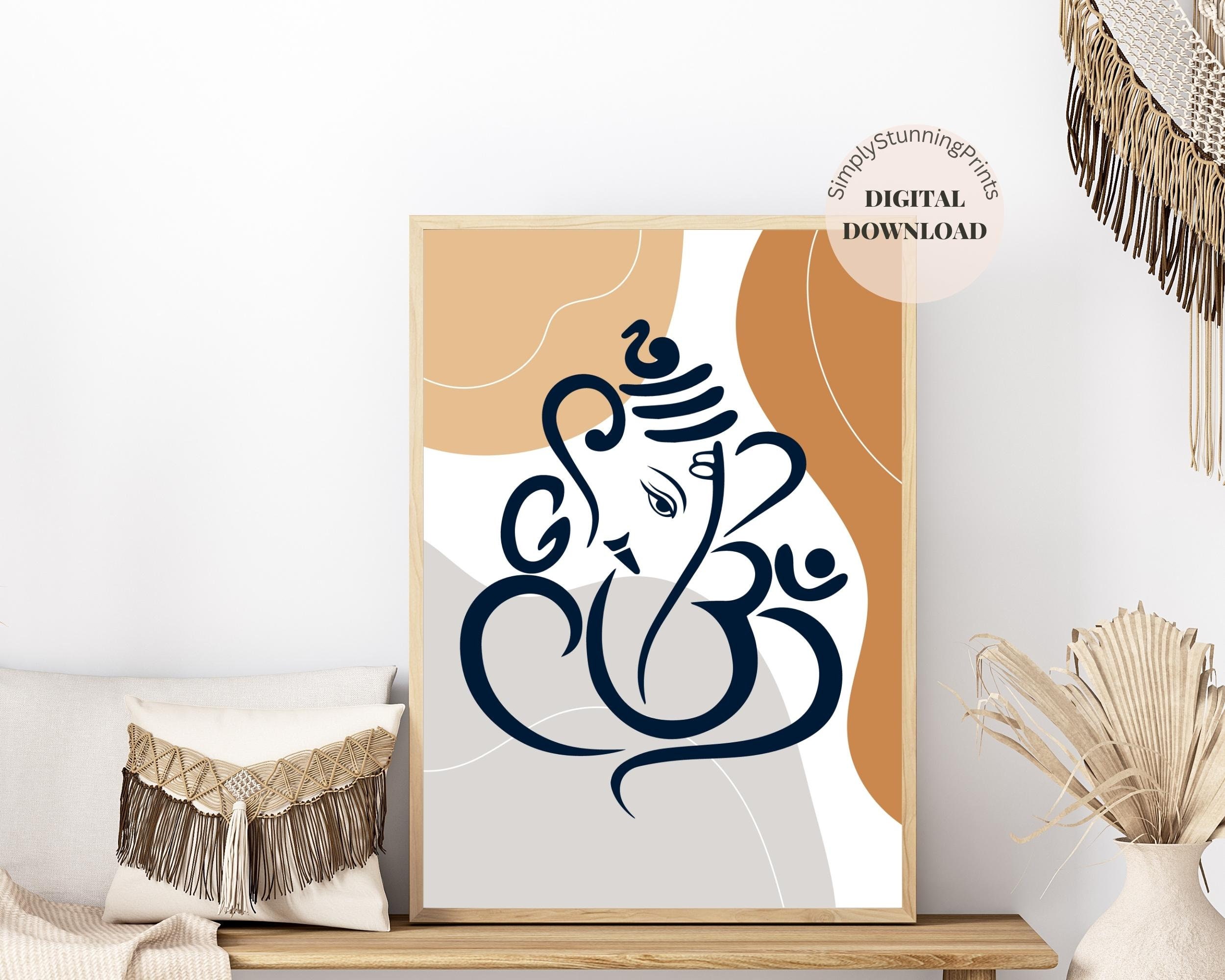 Modern and Elegant Ganesha Print, Religious Hindu God Art, Abstract ...
