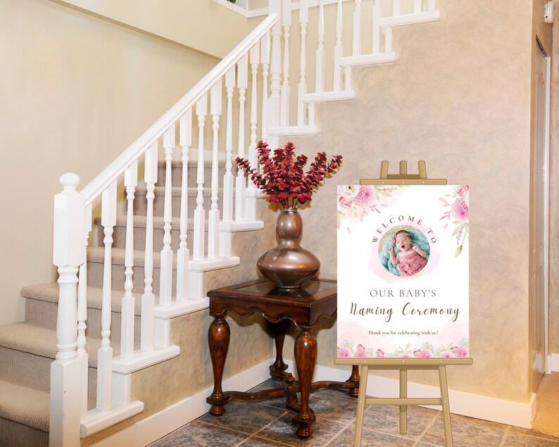 Editable Baby Girl Naming Ceremony Welcome Sign Baby Naming - Etsy
