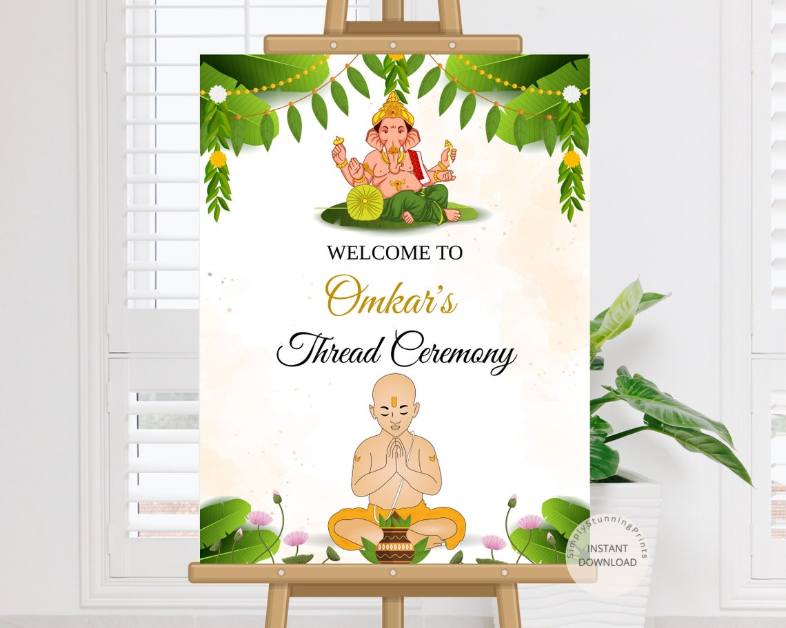 Thread Ceremony Welcome Sign Bratabandha Welcome Sign Green Upanayanam ...