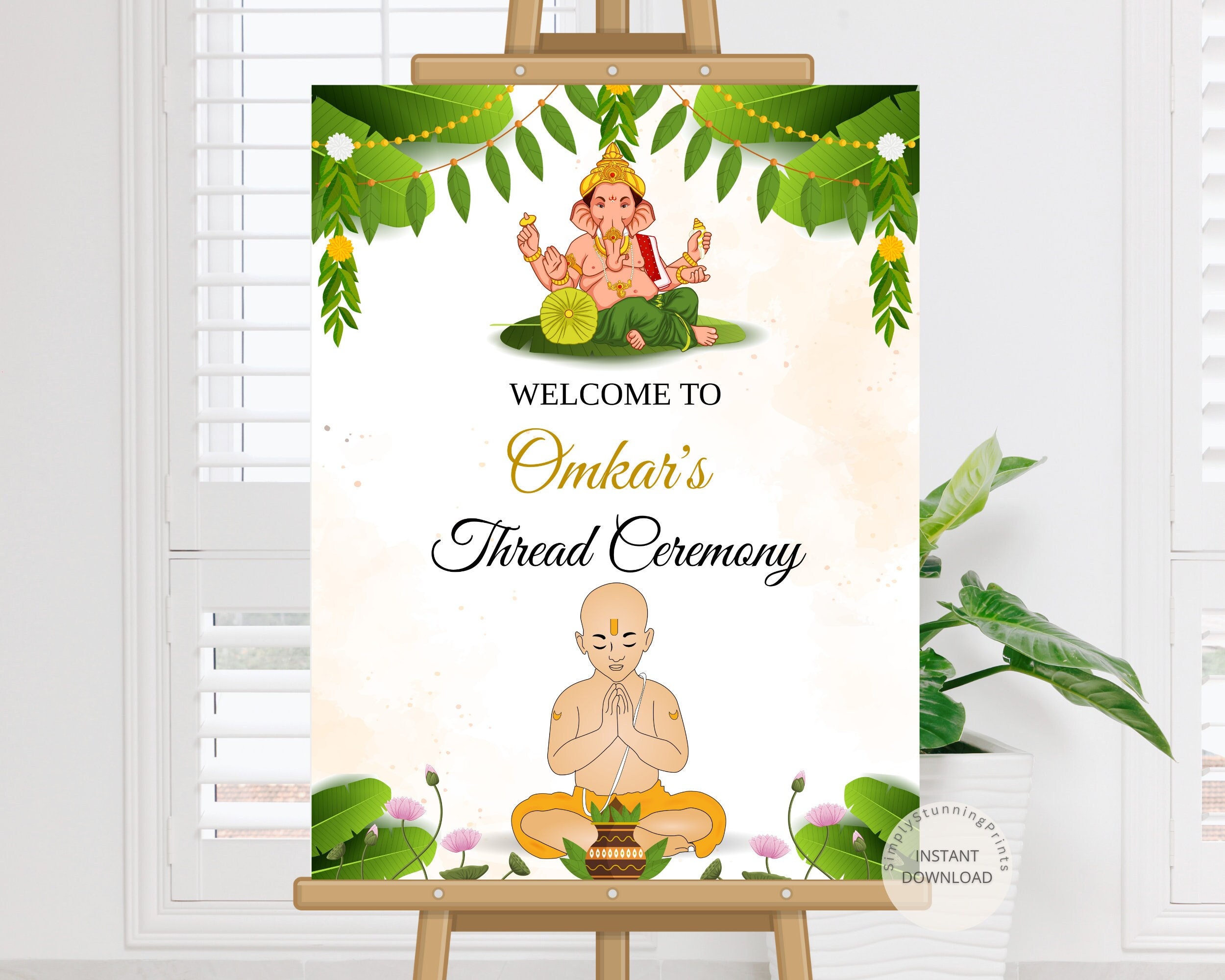 Thread Ceremony Welcome Sign Bratabandha Welcome Sign Green Upanayanam ...