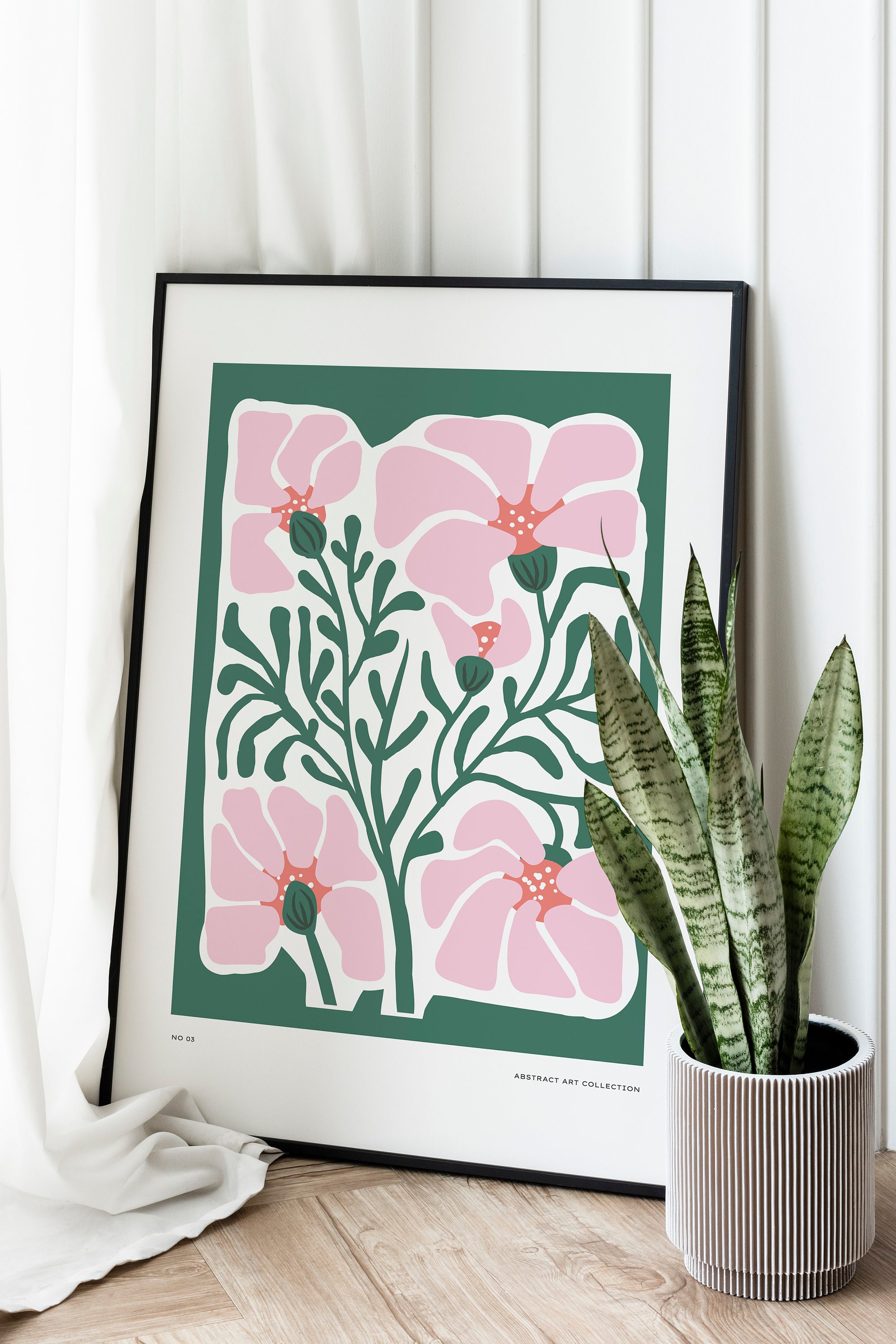 Bright Abstract Flower Botanical Print Abstract Floral Wall | Etsy