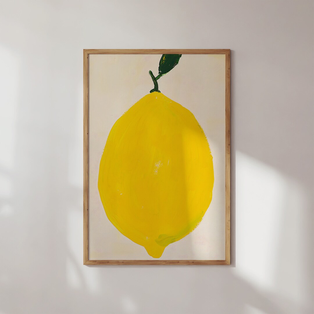 Abstract Lemon Printable Art - Bold Yellow Lemon Wall Decor for Kitchen ...