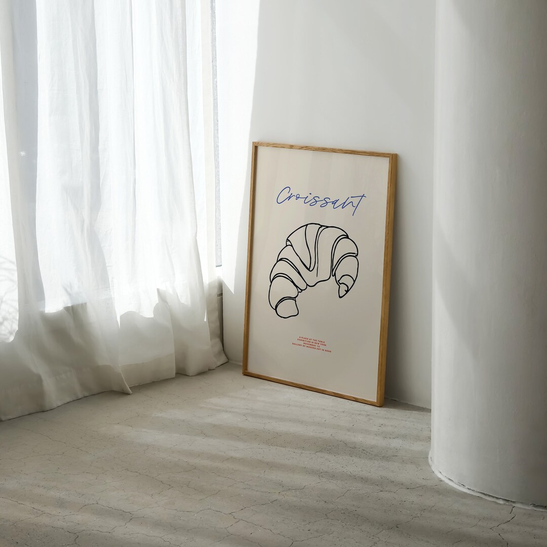 French Croissant Printable, Hand-drawn Bakery Illustration for Instant ...