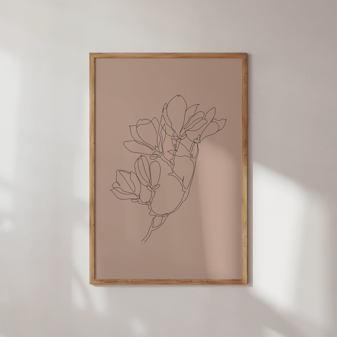 Abstract Magnolia Flower Line Art Print: Minimalist Botanical (digital ...