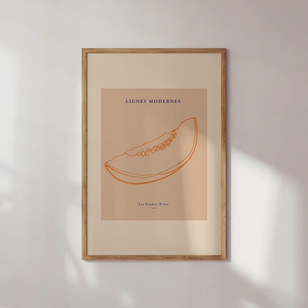 Melon Line Art Print: Modern Kitchen Wall Decor (digital Download) - Etsy