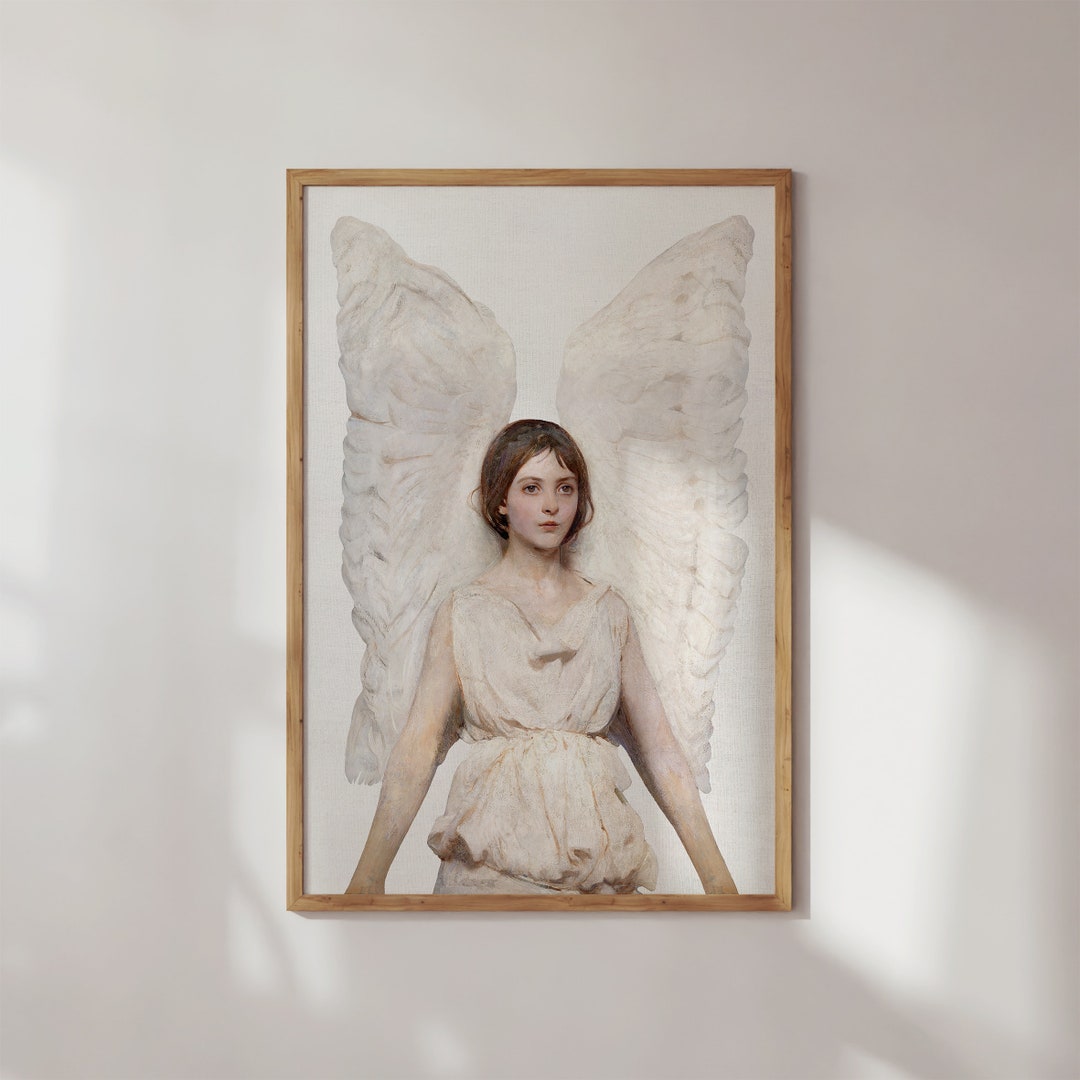 Vintage Angel Wings Portrait Painting: Muted Tone Art (digital Download ...