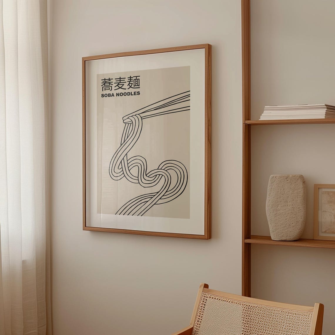 Soba Noodles Line Art Print: Minimalist Japanese Kitchen Decor (digital ...