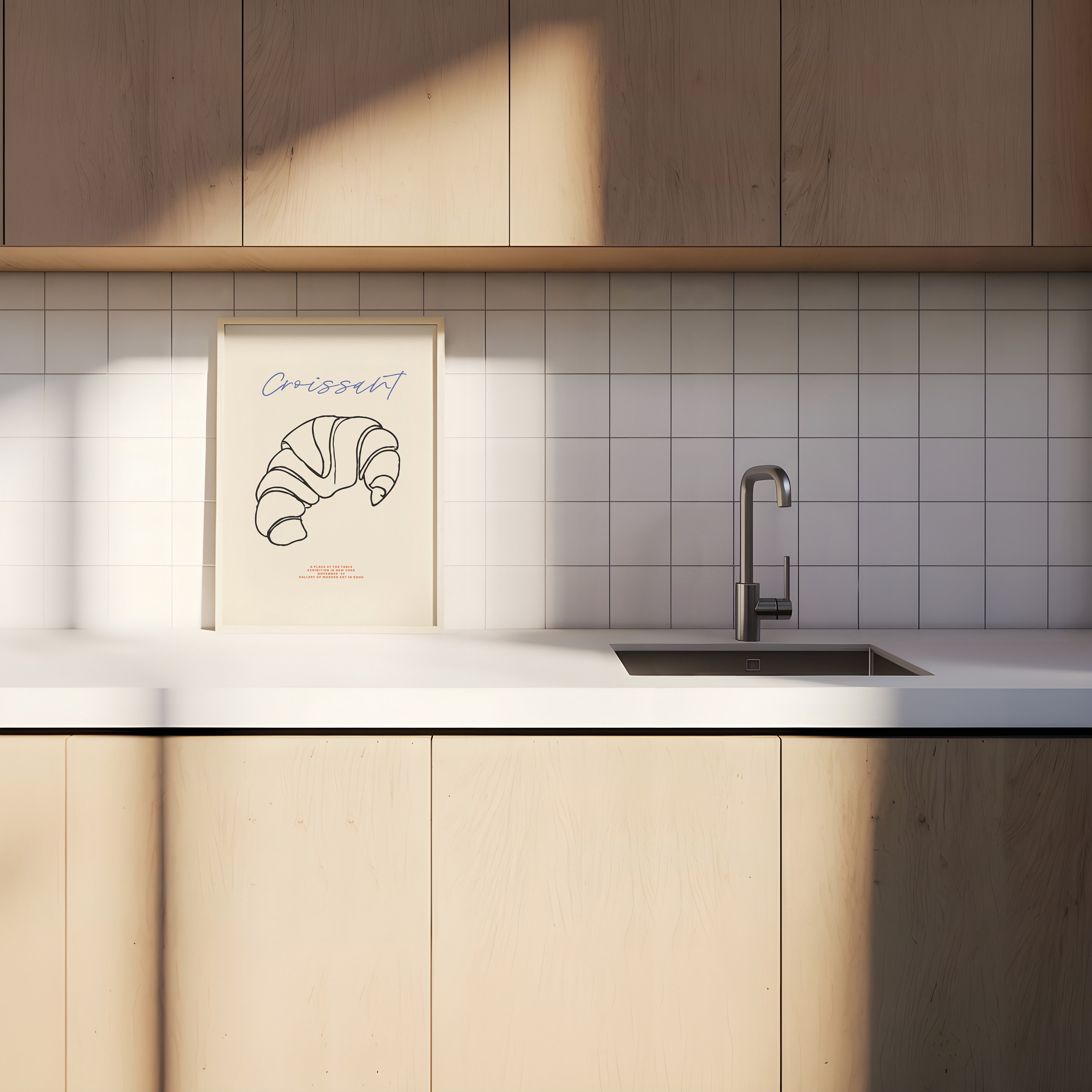 French Croissant Printable, Hand-drawn Bakery Illustration for Instant ...