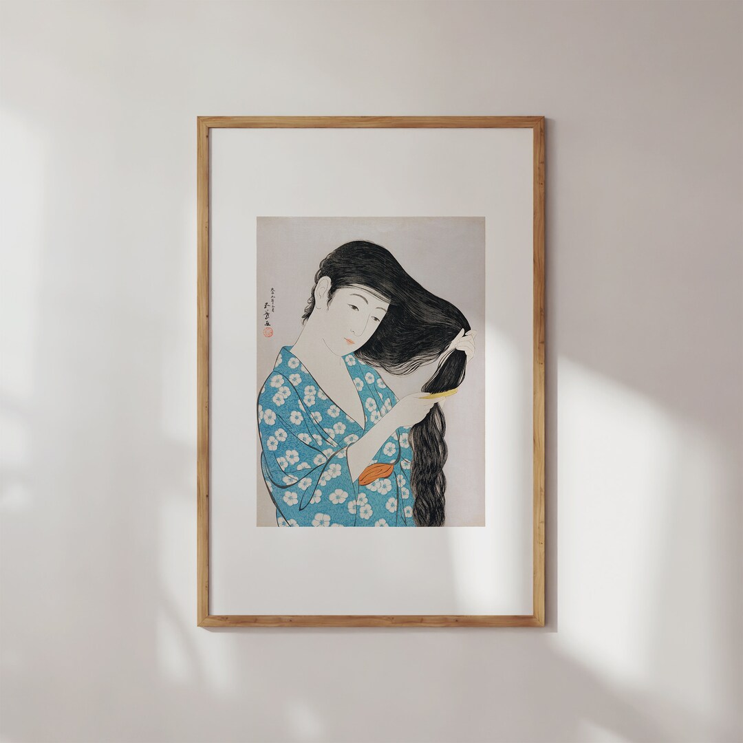 Vintage Portrait Art, Mid Century Art, Vintage Japanese Art, Vintage ...