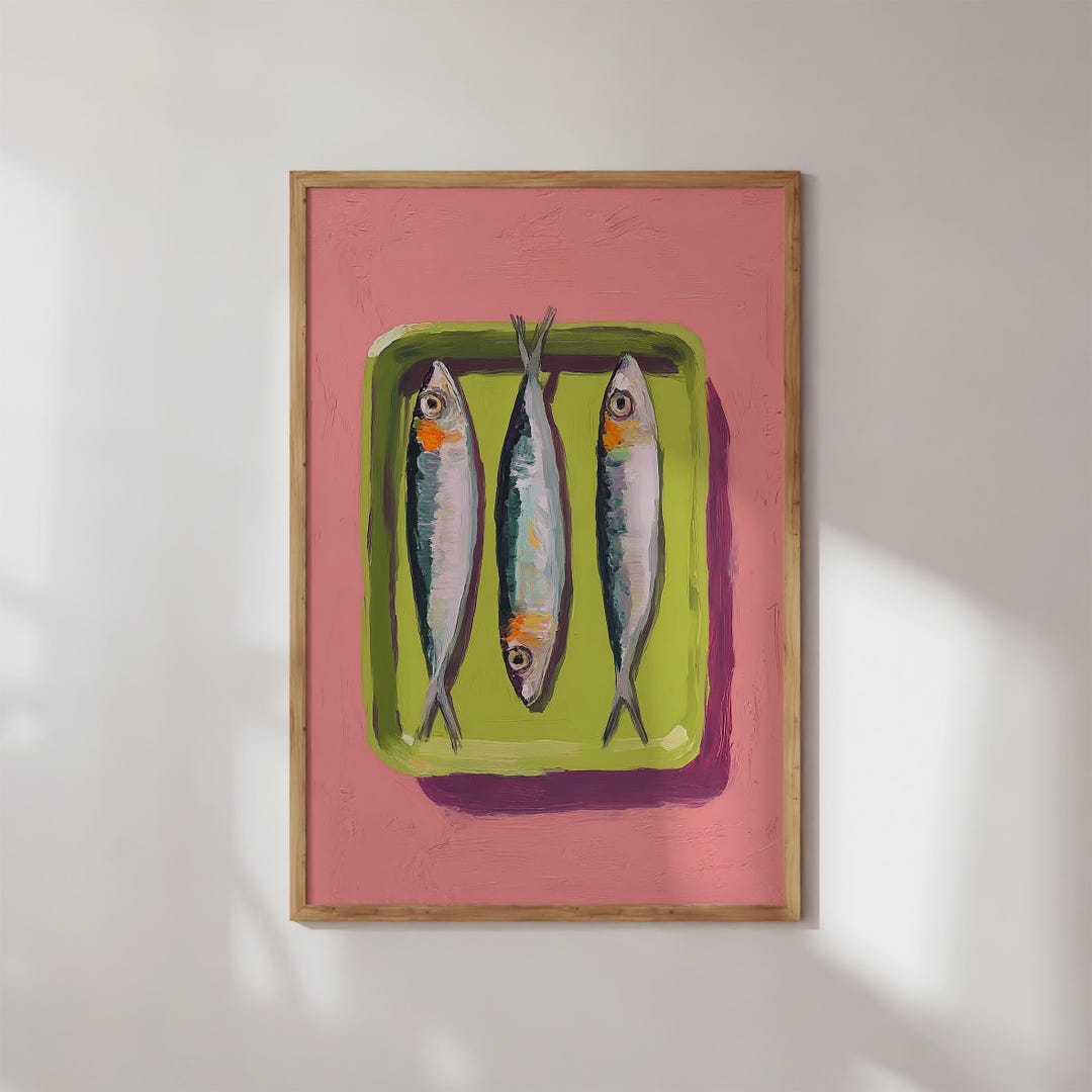 DIGITAL Retro Sardine Art Print | Fish Kitchen Wall Decor | Quirky Food ...