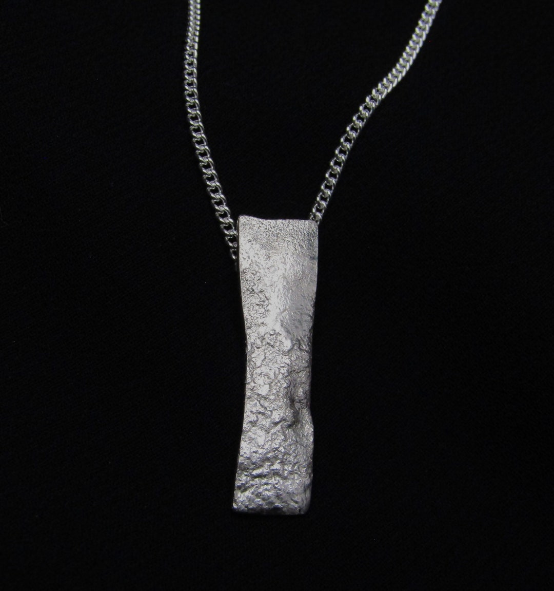Silver Stone Shard Textured Pendant Large - Etsy