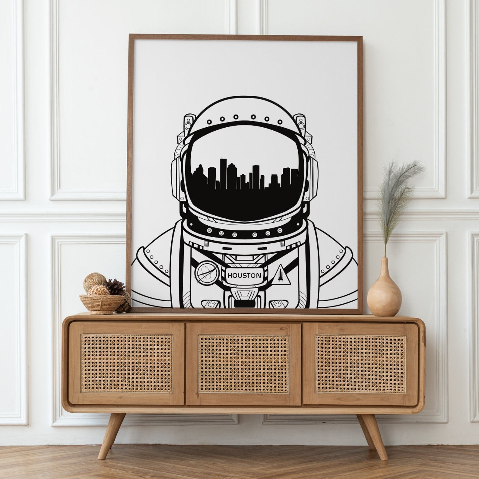 Houston Astronaut Print Houston Skyline Art Houston Wall Art ...