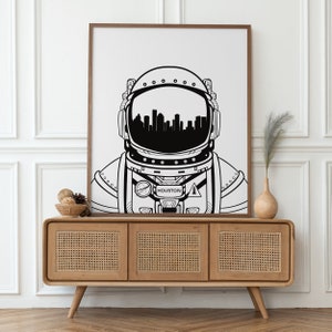 Houston Astronaut Print Houston Skyline Art Houston Wall Art ...