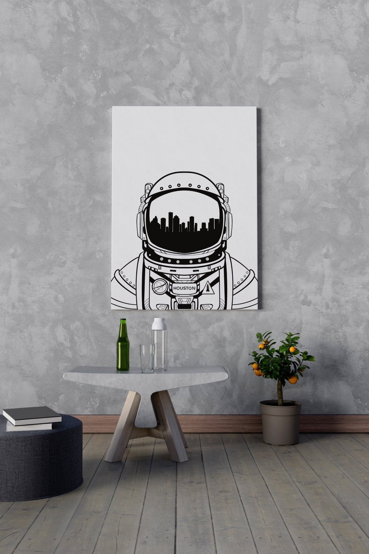 Houston Astronaut Print Houston Skyline Art Houston Wall Art ...