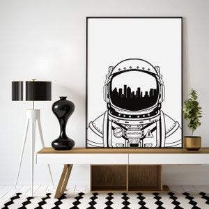Houston Astronaut Print Houston Skyline Art Houston Wall Art ...