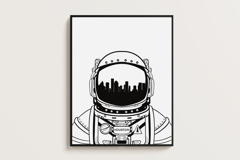 Houston Astronaut Print Houston Skyline Art Houston Wall Art ...
