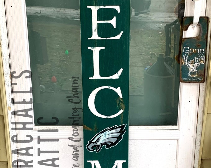 48 Distressed Philadelphia Eagles Welcome Porch Sign, Porch Leaner, NFL ...