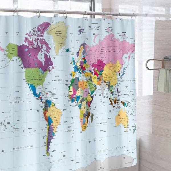 Map Shower Curtain - Etsy