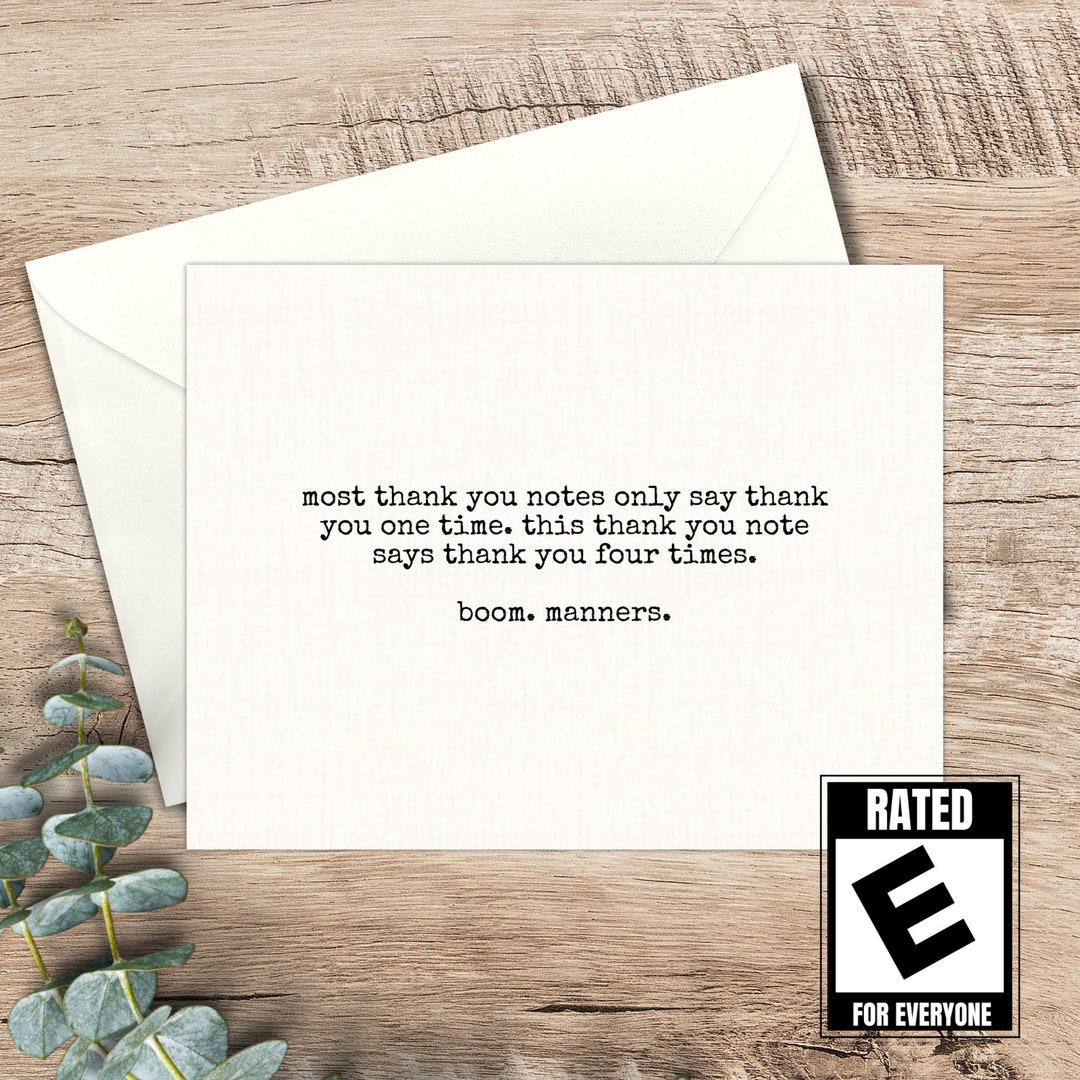 Funny Thank You Card / Thank You Note / Funny Card for a Friend / Snarky Card / Just Because - Etsy