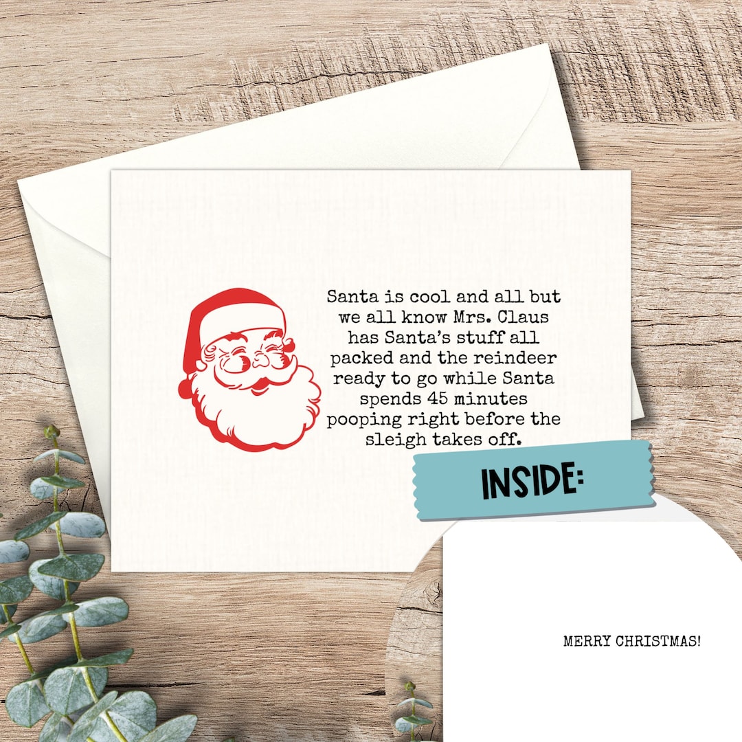 Cheeky Santa Holiday Card Funny Christmas Greeting for Friends Snarky ...