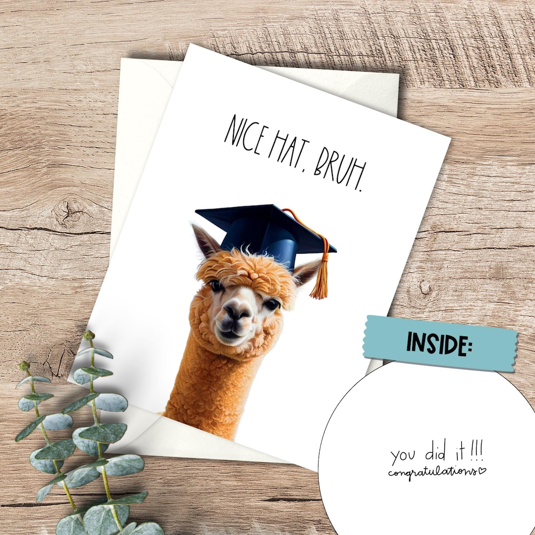 Funny Card for Graduation Gift 5x7 Inch | Alpaca Greeting Card | Gen Z ...