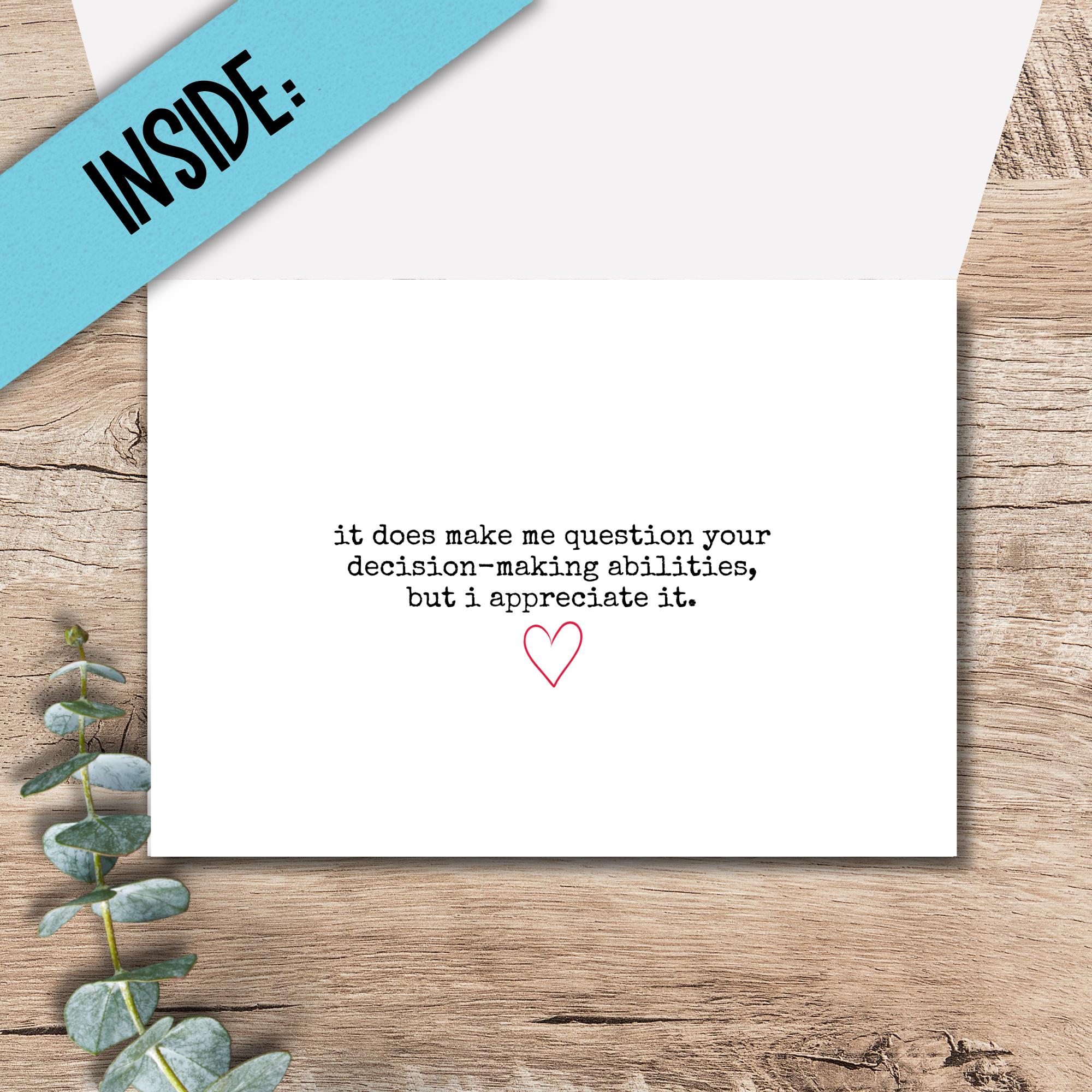 Funny Snarky Valentine Card for Your Love: Sarcastic Love Humor, Fun ...