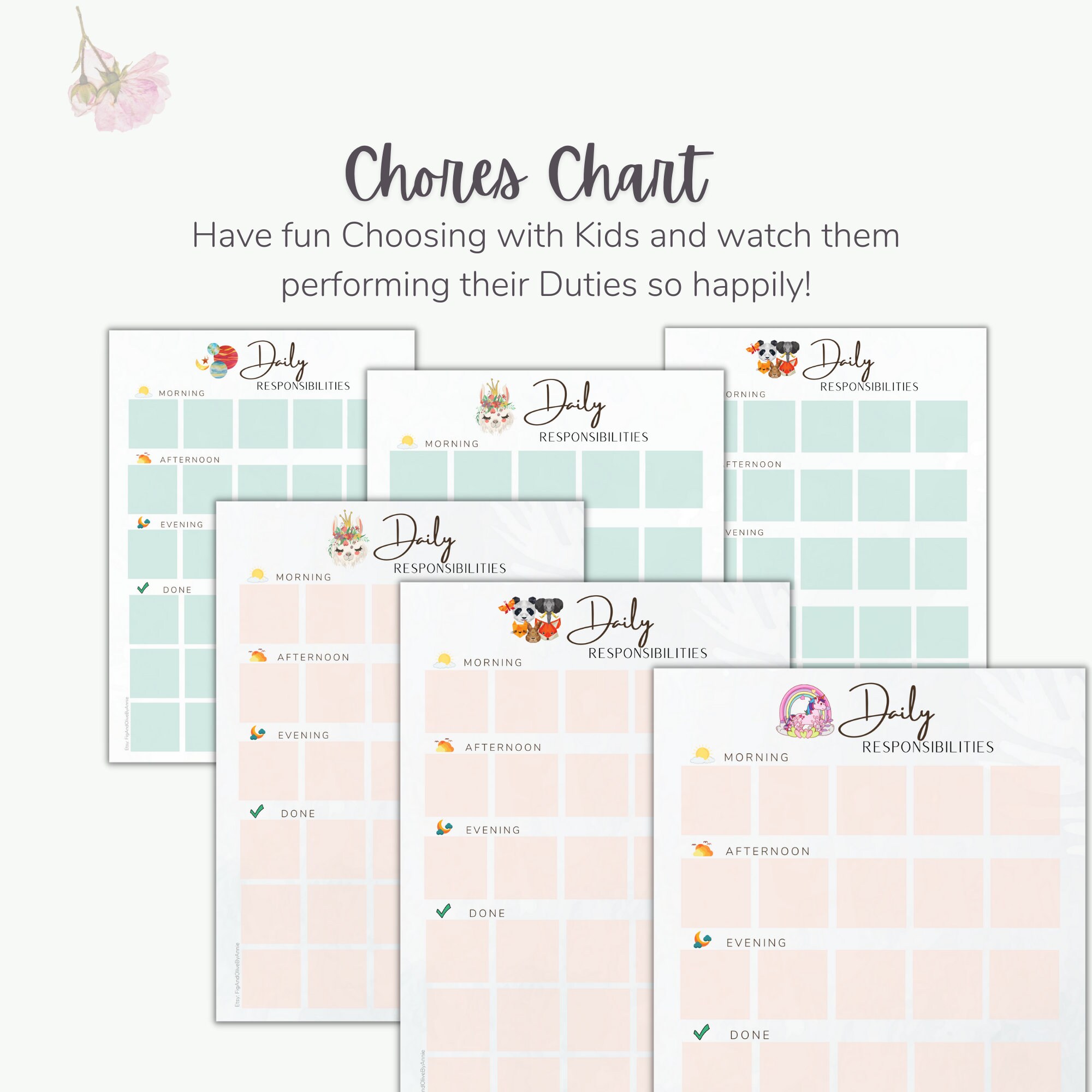 Kids Daily Responsibilities Chore Chart, Behavior Chart, Daily Task ...